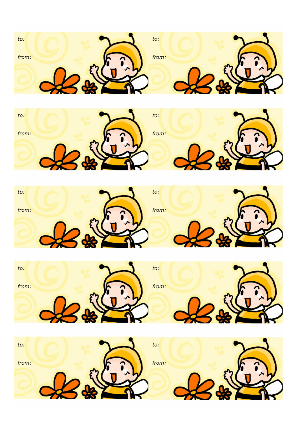 Baby Bee Gift Tag Template Download Printable PDF | Templateroller