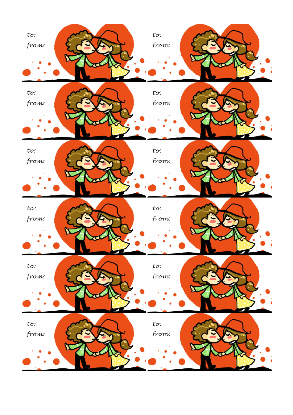 Cute Couple Kissing Gift Tag Template Download Printable PDF ...