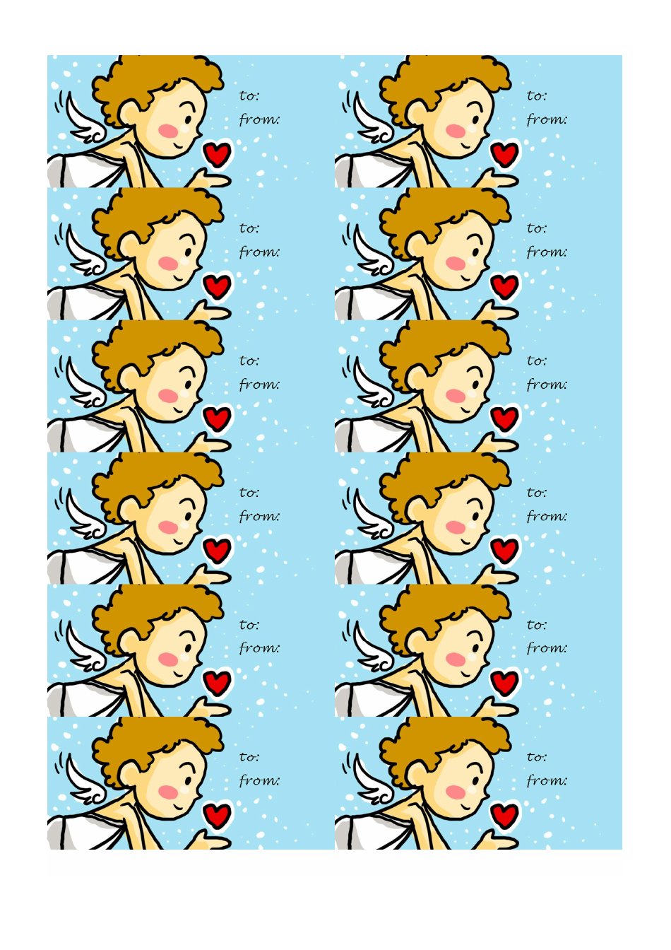 Cupid Gift Tag Template - Blue Download Printable PDF | Templateroller