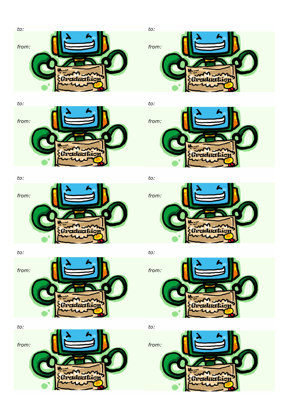 Happy Robot Graduation Gift Tag Template Download Printable PDF ...