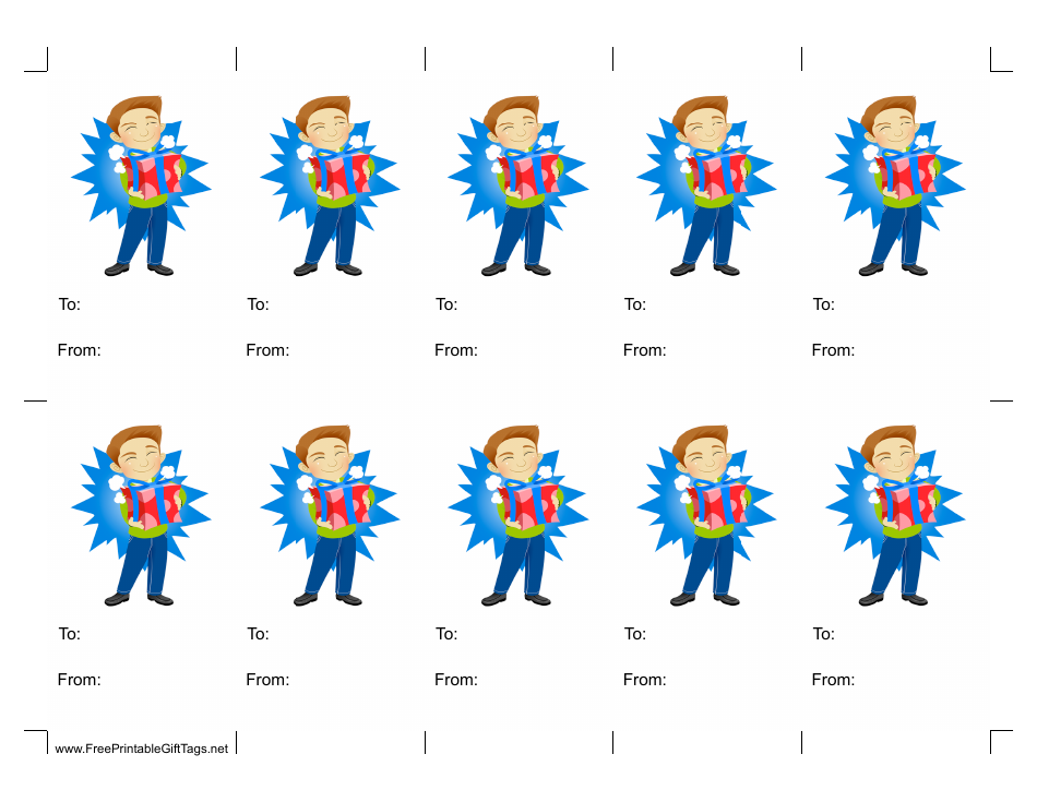 Boy With Present Gift Tag Template - White Background Download ...