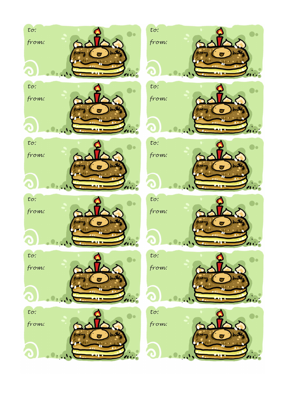 Cake Gift Tag Template Download Printable PDF | Templateroller
