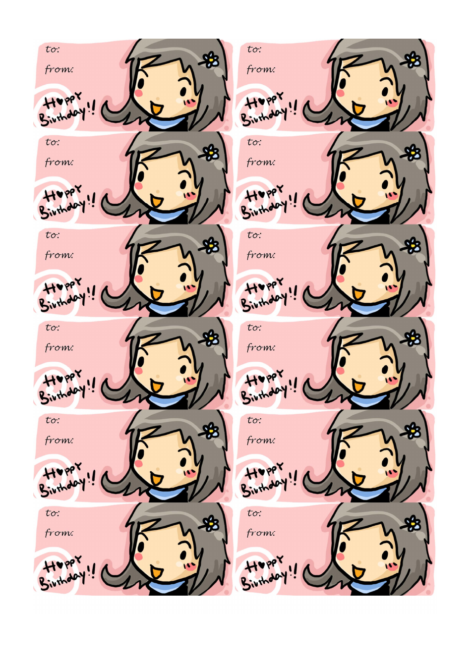 Happy Birthday Girl Gift Tag Template Download Printable PDF ...