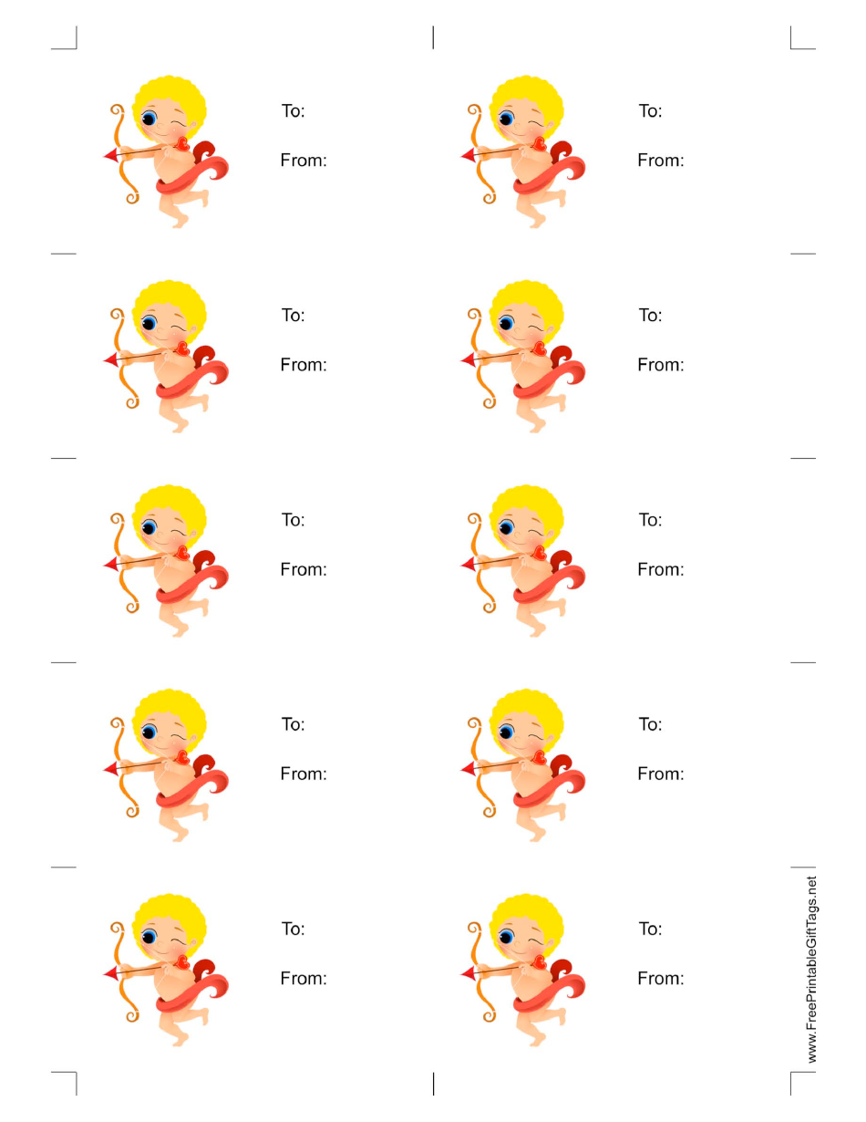 Cupid Gift Tag Template - White Background Download Printable PDF ...