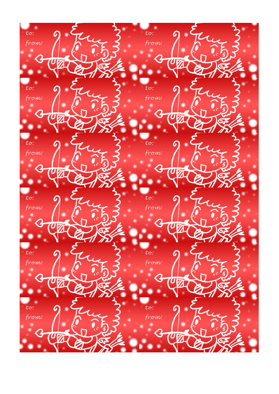 Cupid Gift Tag Template - Red Background Download Printable PDF ...