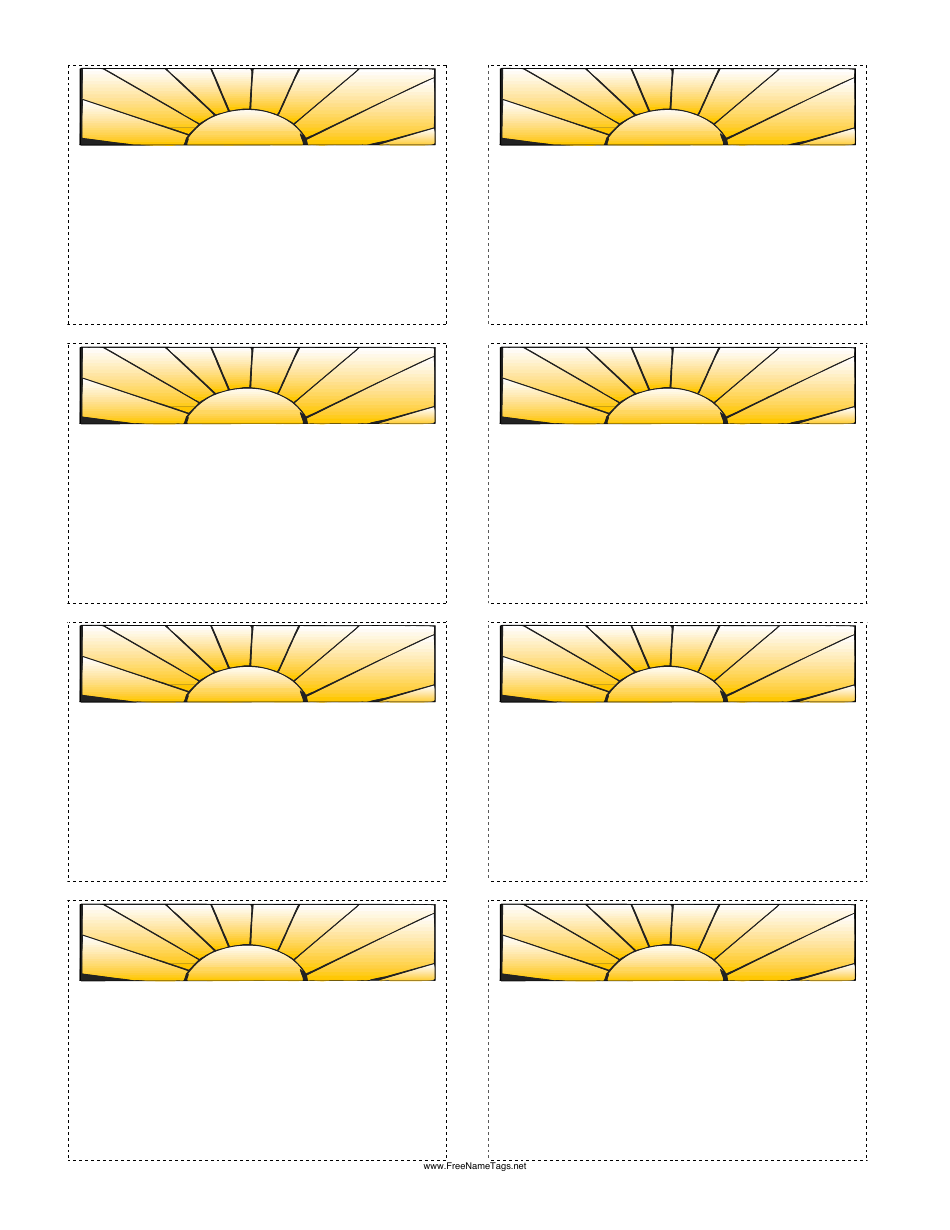 Sunrise Name Tag Template Download Printable PDF | Templateroller