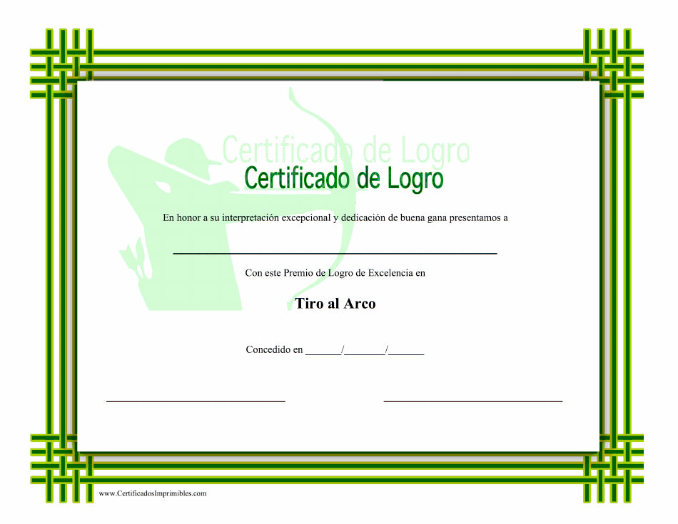 Certificado De Logro - Tiro Al Arco Download Printable PDF (Spanish ...