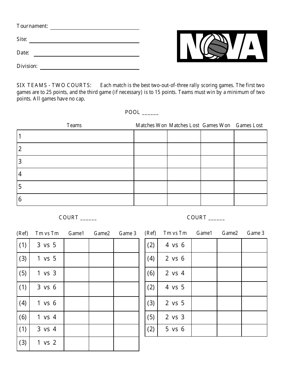 Volleyball Schedule Template