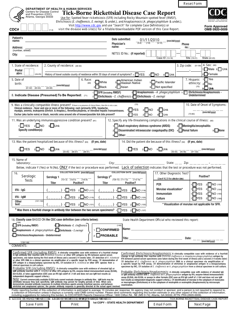Tick-Borne Rickettsial Disease Case Report Form - Fill Out, Sign Online ...