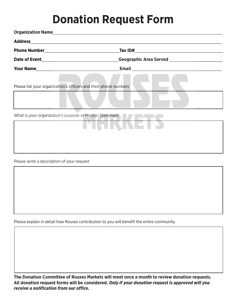 Donation Request Form - Rouses Markets - Fill Out, Sign Online and ...