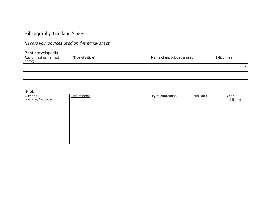 Bibliography Tracking Sheet Template Download Printable PDF ...