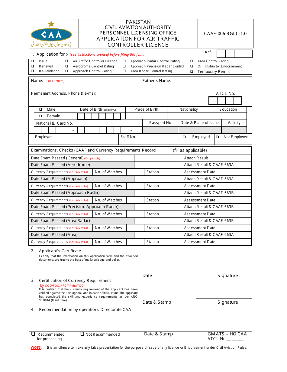 Form CAAF-006-RGLC-1.0 - Fill Out, Sign Online and Download Printable ...