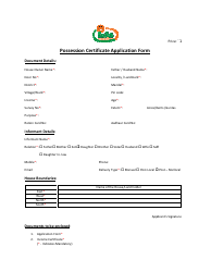 Andhra Pradesh India Possession Certificate Application Form Download Printable PDF | Templateroller