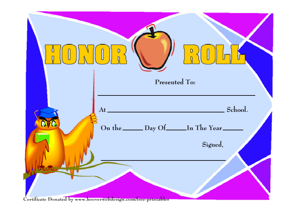 Honor Roll Certificate Template Download Printable PDF Templateroller
