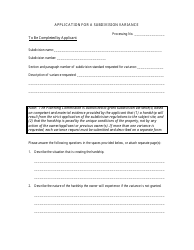 Application for a Subdivision Variance Download Printable PDF ...