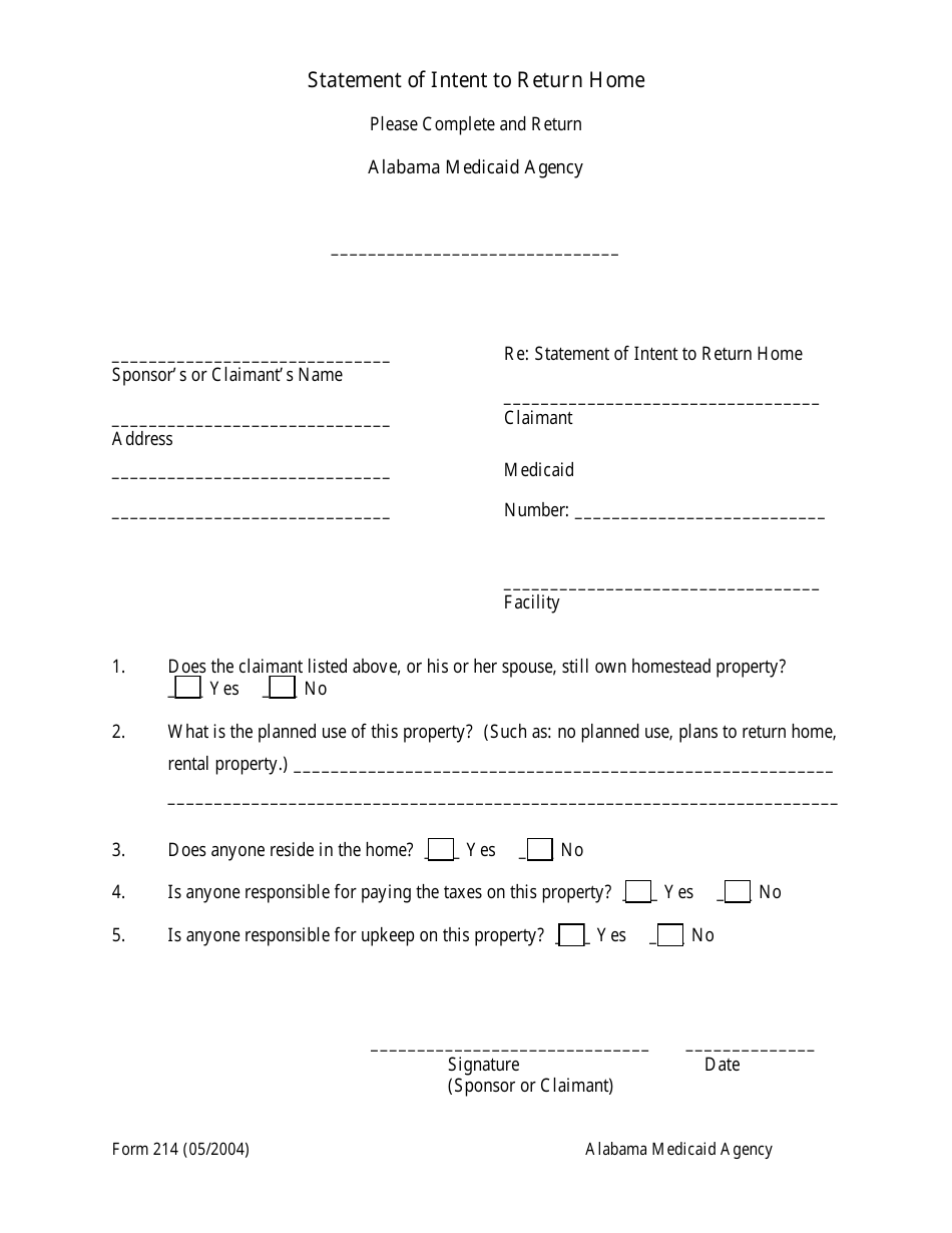Form 214 - Fill Out, Sign Online and Download Fillable PDF, Alabama ...