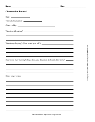 Fish Observation Record Template Download Printable PDF | Templateroller