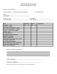 Vehicle Inspection Form - University of Chicago Download Printable PDF ...