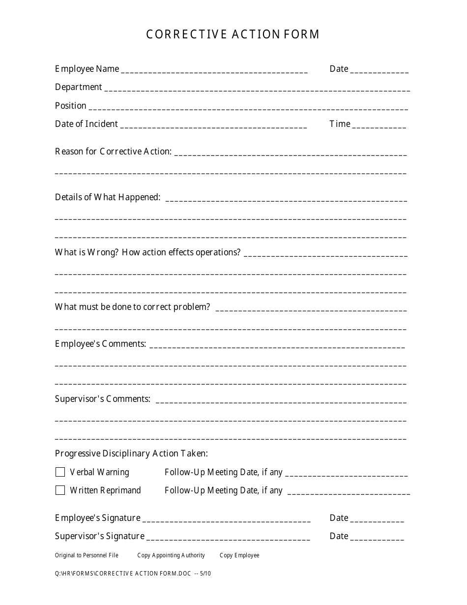 Fillable Corrective Action Form Printable Forms Free Online