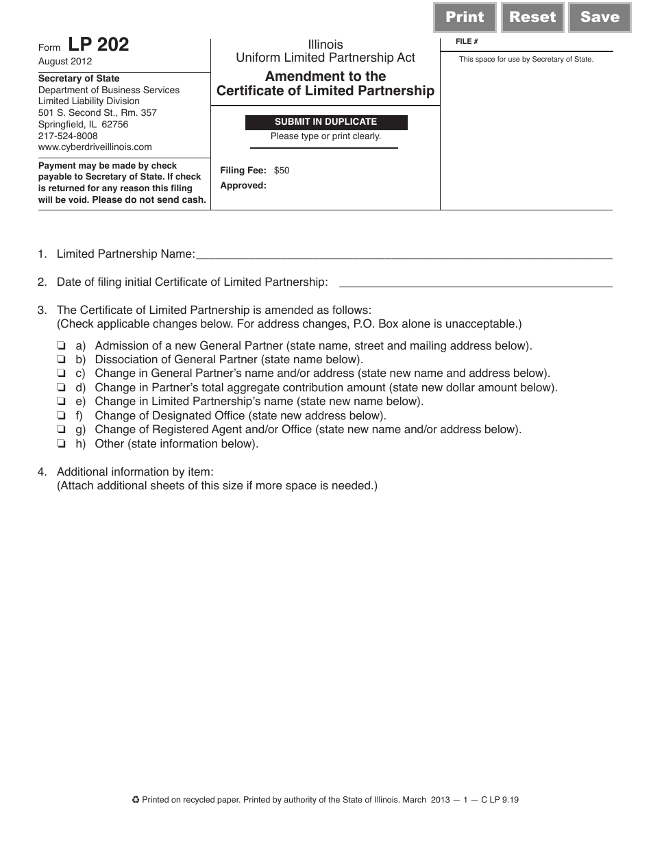 Form LP202 - Fill Out, Sign Online and Download Fillable PDF, Illinois ...