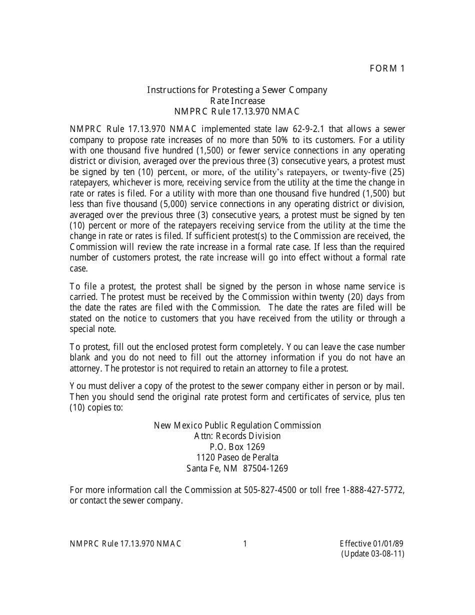 Form 1 - Fill Out, Sign Online and Download Printable PDF, New Mexico ...