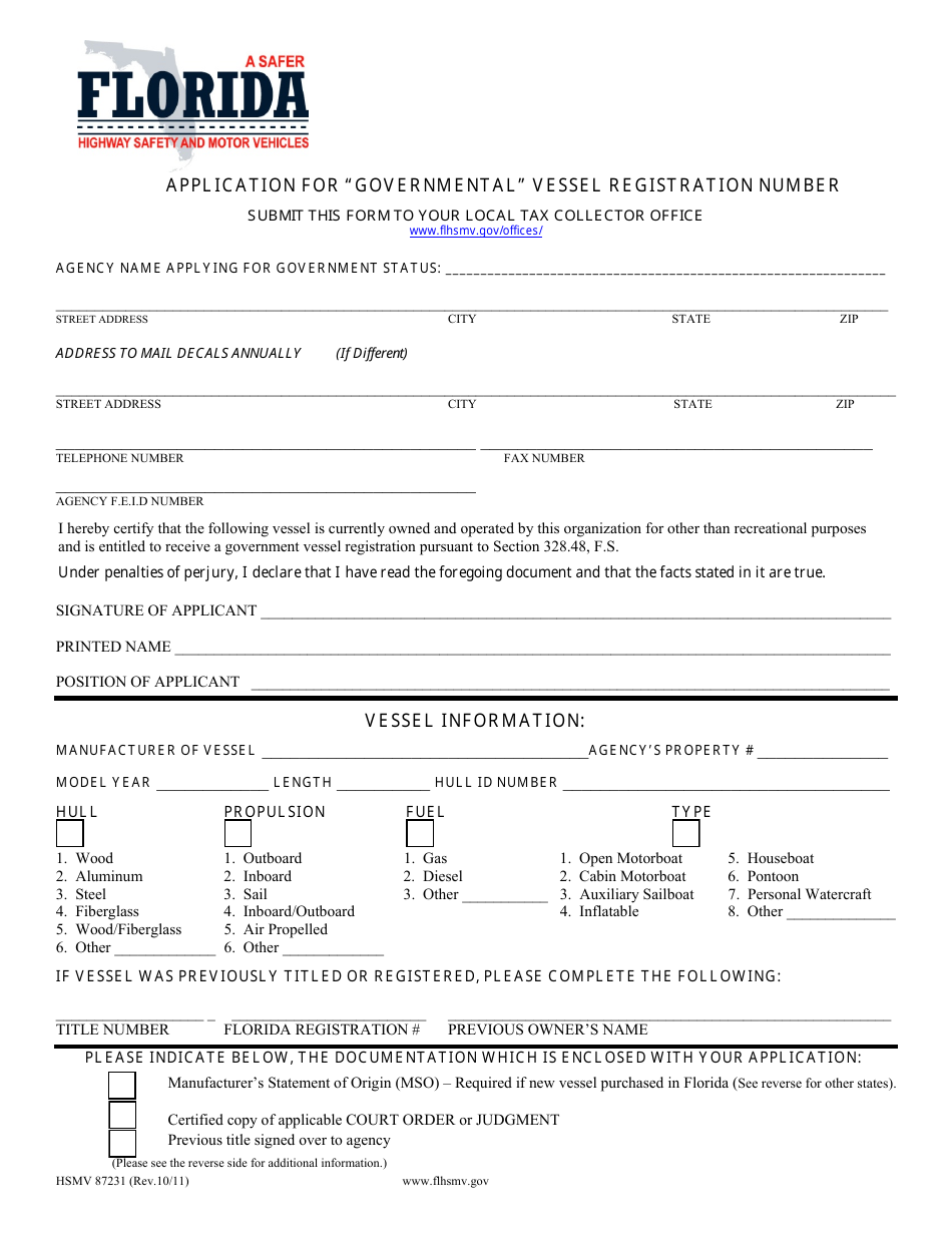 Form HSMV87231 - Fill Out, Sign Online and Download Fillable PDF ...