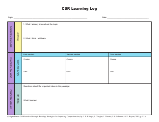 Csr Learning Log Download Printable PDF | Templateroller