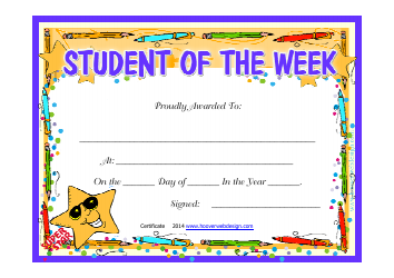 Student of the Week Certificate Template Download Printable PDF ...