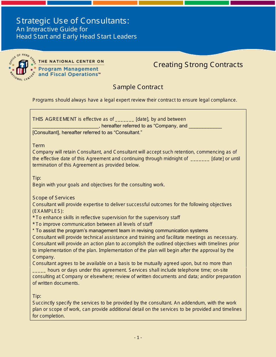 Sample Contract Template - National Center on Program Management and ...