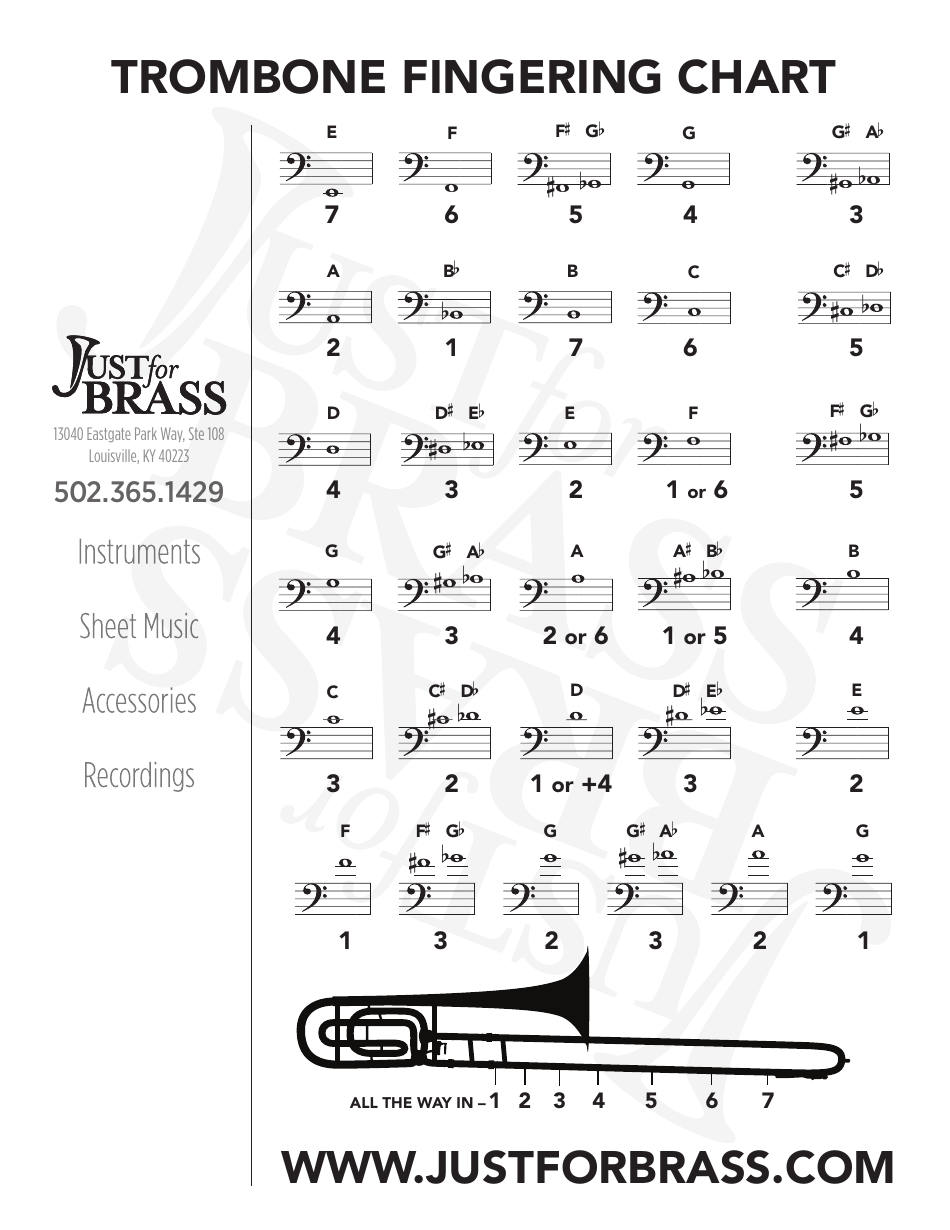Trombone Fingering Chart Download Printable PDF Templateroller